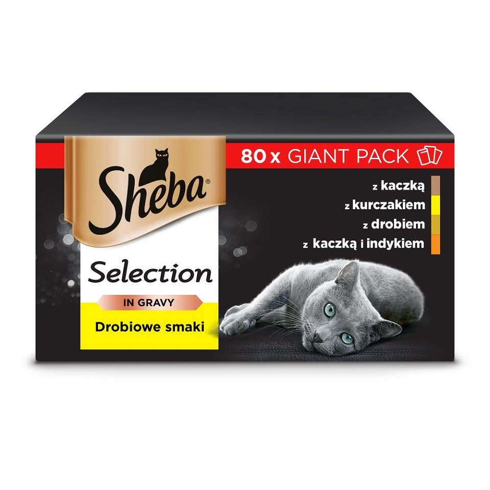SHEBA Selection in Gravy 80 x 85g canard, poulet, volaille, dinde | Fera.fr
