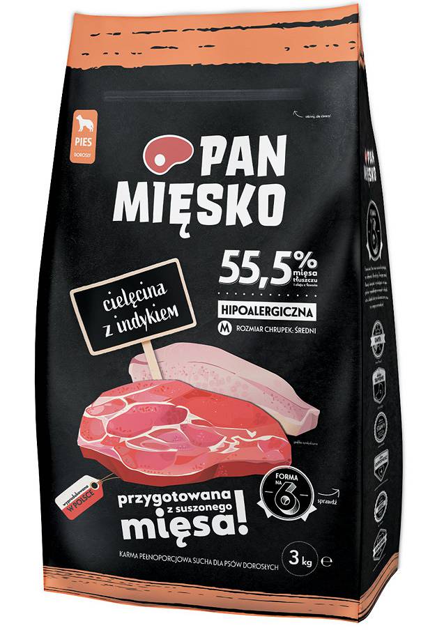 PAN MIĘSKO Veau et dinde pour les races de taille moyenne 3 kg | Fera.fr