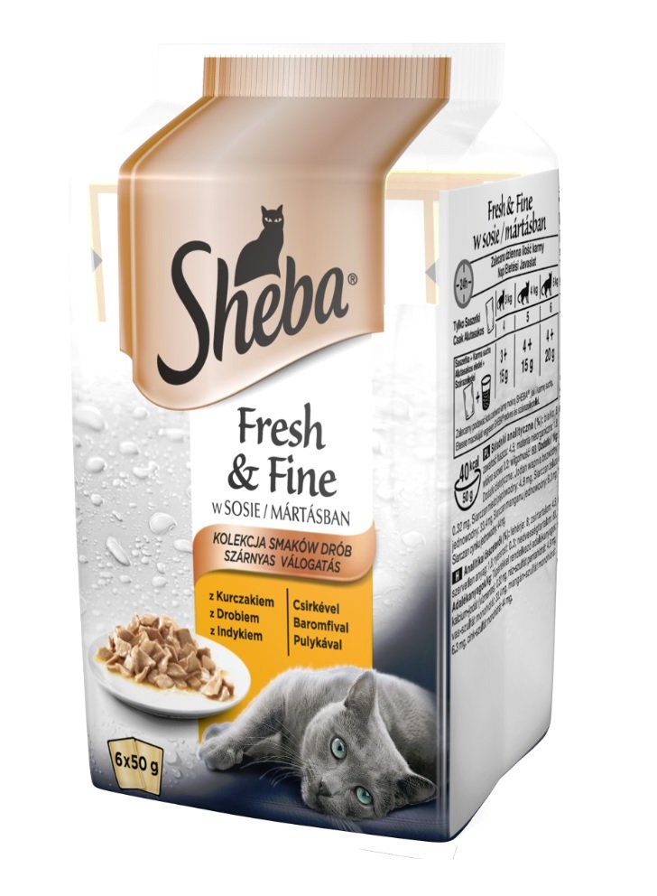 SHEBA Fresh & Fine 72x50g au poulet, à la volaille, à la dinde en sauce ...