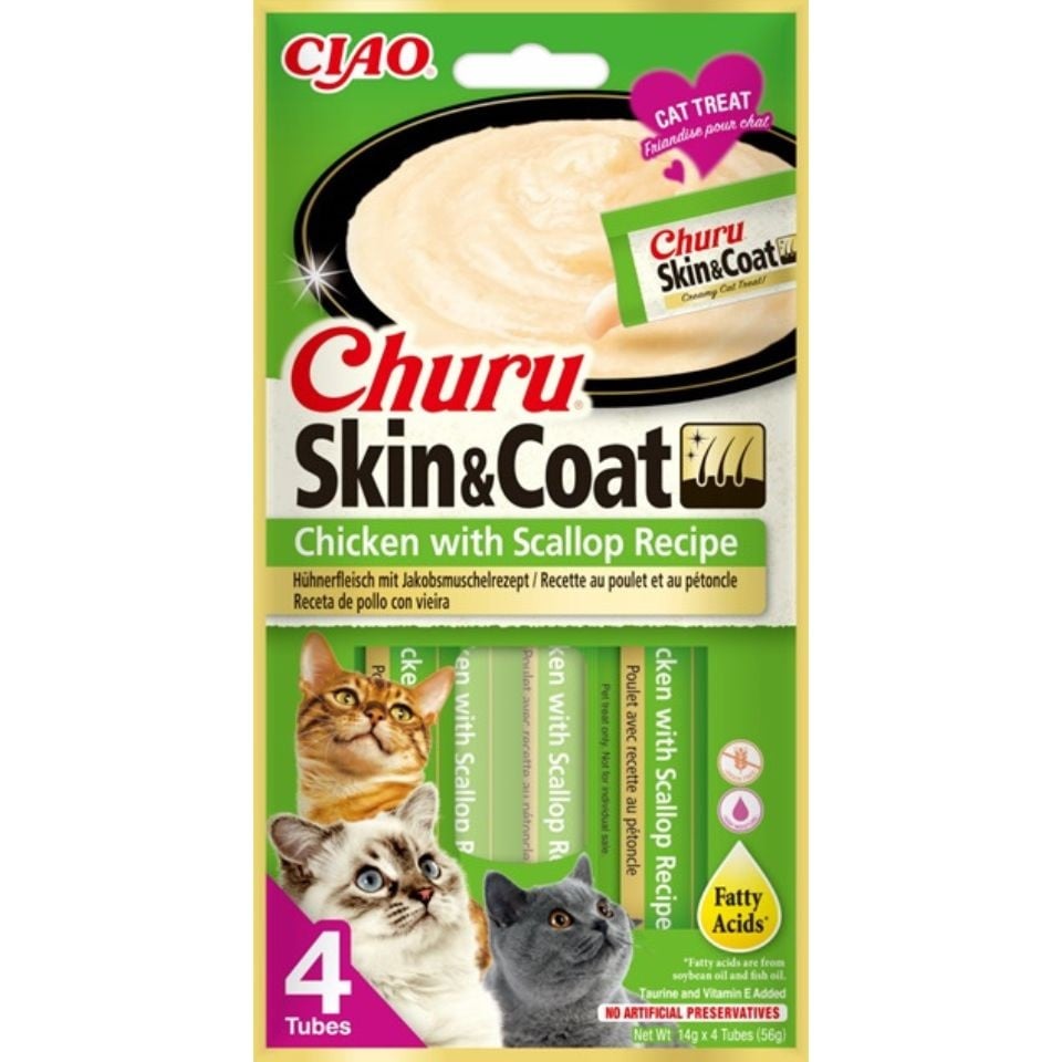 INABA Churu Skin&Coat Chicken&Scallop Aliment humide au poulet et à la ...