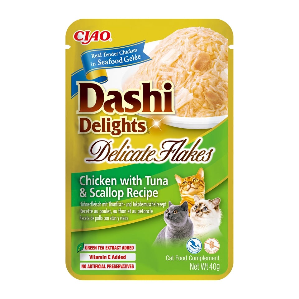 INABA Cat Dashi Delights Delicate Flakes Poulet, thon et coquilles ...