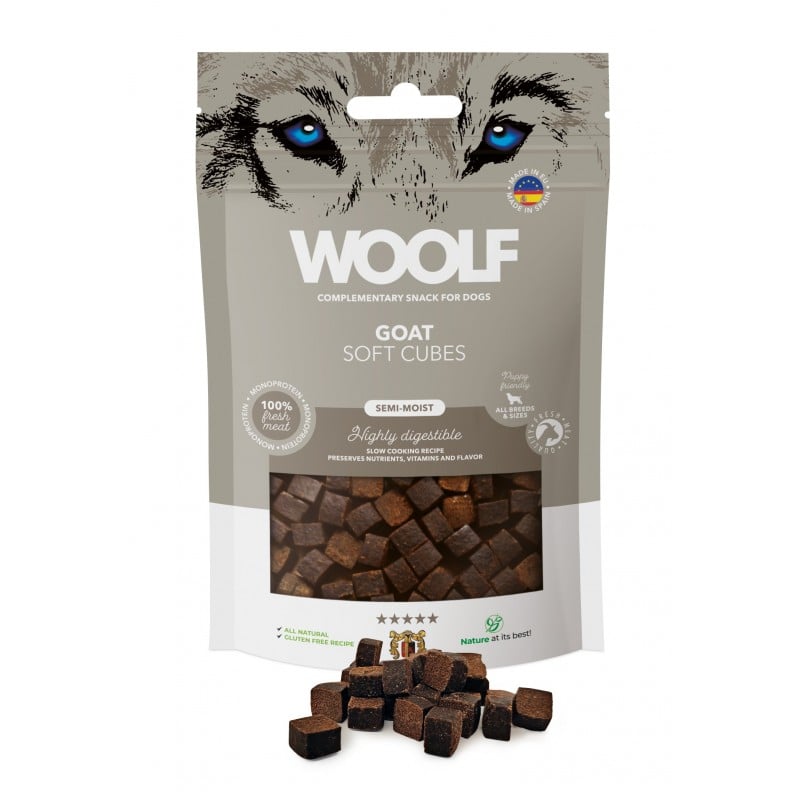 WOOLF Soft Cubes Goat Monoprotein Cubes en peau de chèvre douce 100g ...