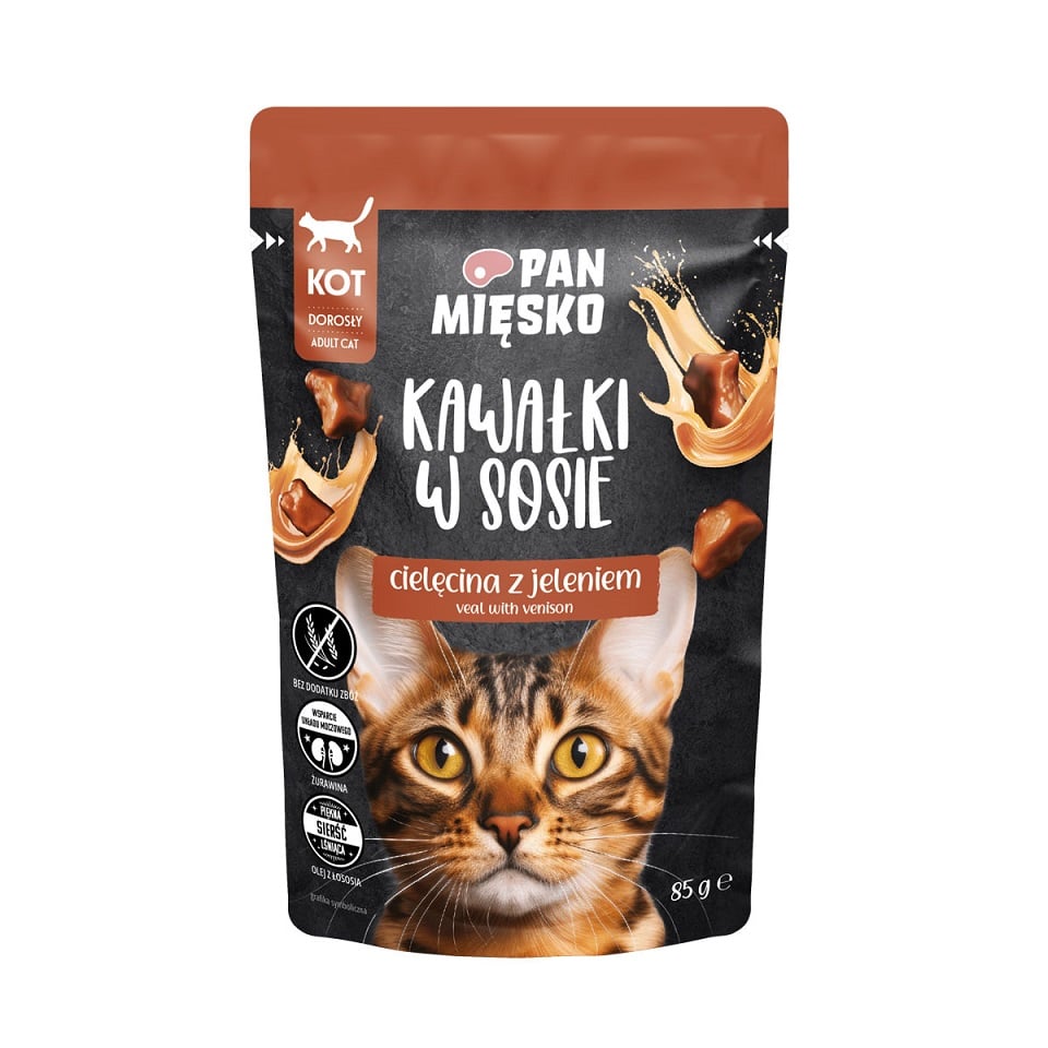 PAN MIĘSKO Morceaux en sauce Veau et cerf - nourriture humide pour ...