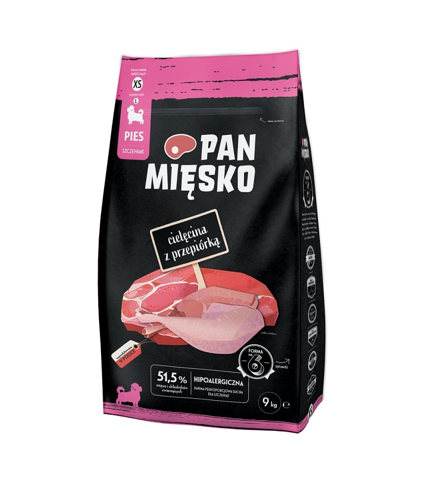 PAN MIĘSKO Veau et caille pour chiots XS 9 kg | Fera.fr