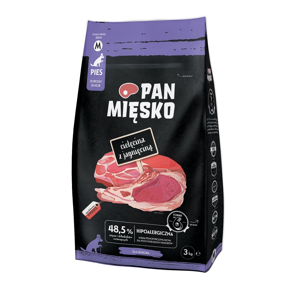 PAN MIĘSKO Viande de veau et d'agneau pour seniors M 3 kg | Fera.fr