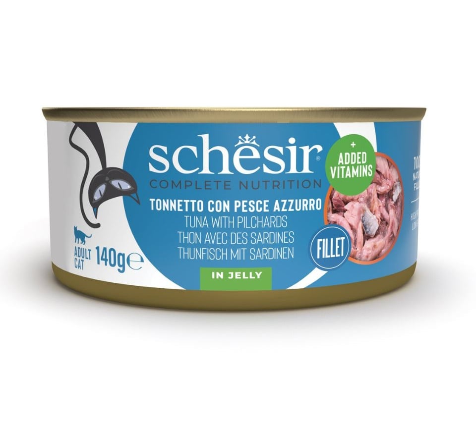 SCHESIR Thon aux sardines en gelée, nourriture humide pour chats, 140 g ...