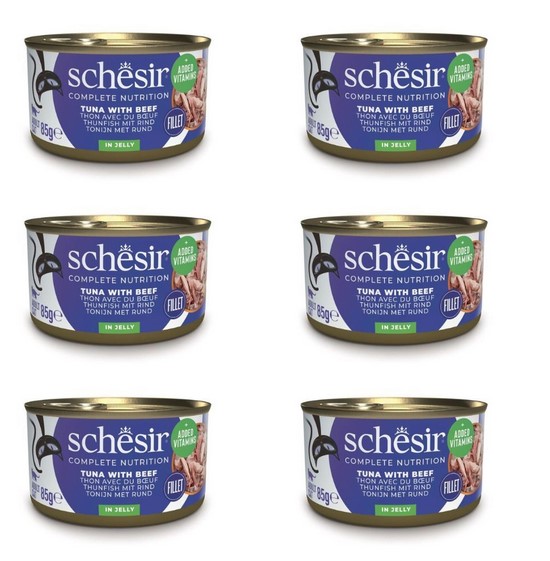 SCHESIR Thon et bœuf en gelée pour chats 6×85 g | Fera.fr